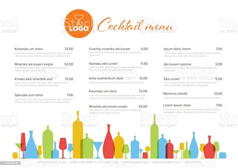 Modern Minimalistic Cocktail Menu Template Stock Illustration