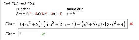 Solved Find F X And F C Function F X X4 2x 5x3