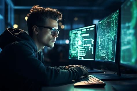 Premium Photo The Tech Visionary Immersed In Coding Software Engineer