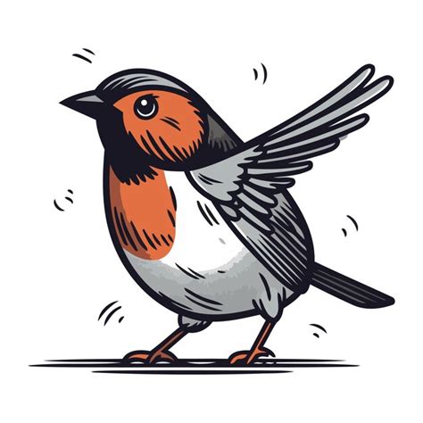 배경 에 고립 된 로빈 새 만화 스타일 의 ⁇ 터 일러스트레이션 프리미엄 Ai 생성 벡터