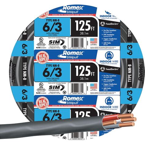 Romex 125 Ft 6 3 Stranded Black Nmw G Electrical Wire Do It Best