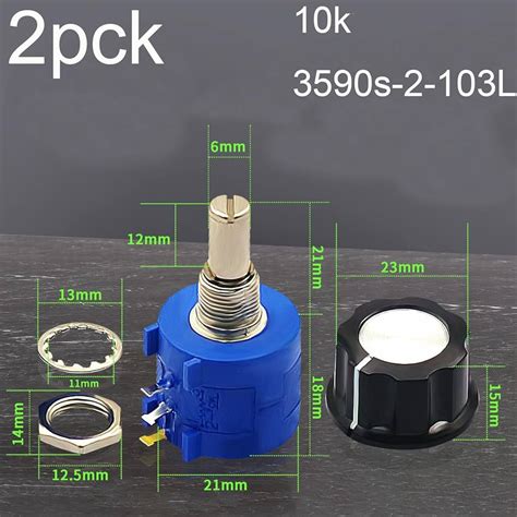 Multi Turn Potentiometer 2pcs 10k Ohm Rotary Potentiometer 2 Knobs