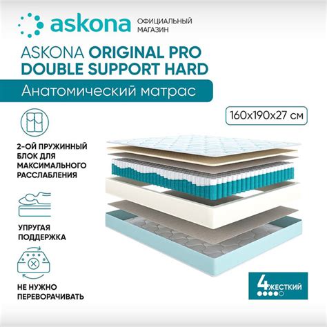 Матрас ASKONA AskonaOriginal Pro Double Support Hard, С зональным ...