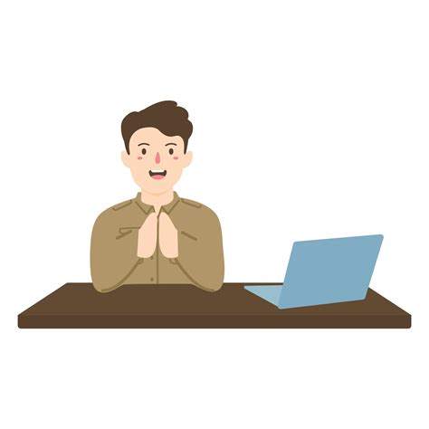 Indonesian Civil Servant With Greeting Pose 38141439 Vector Art At Vecteezy