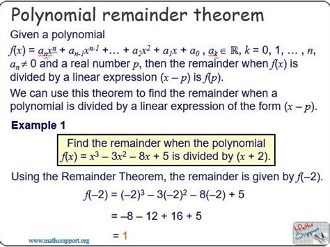 The Remainder Theorem Maths Ib Aa Hl Teaching Resources