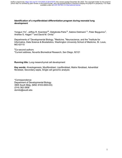 Pdf Identification Of A Myofibroblast Differentiation Program During