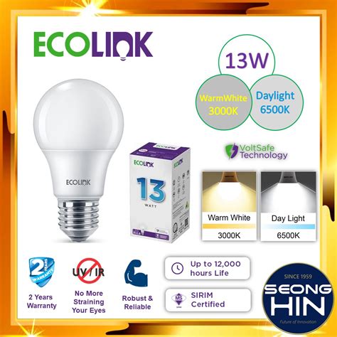 Ecolink 13w Led Bulb E27 Daylight 6500k Warmwhite 3000k By Philips