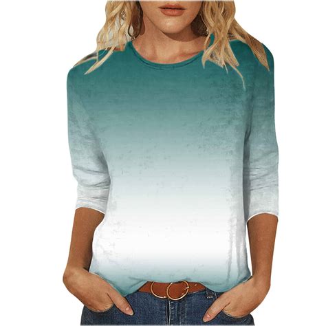 Chbgutlmr 3 4 Sleeve Tops For Women Plus Size Crewneck Dressy Casual