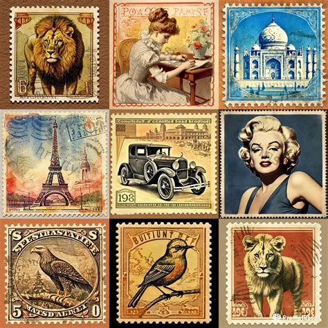 Customizable Vintage Postal Stamps Midjourney Prompt Promptbase