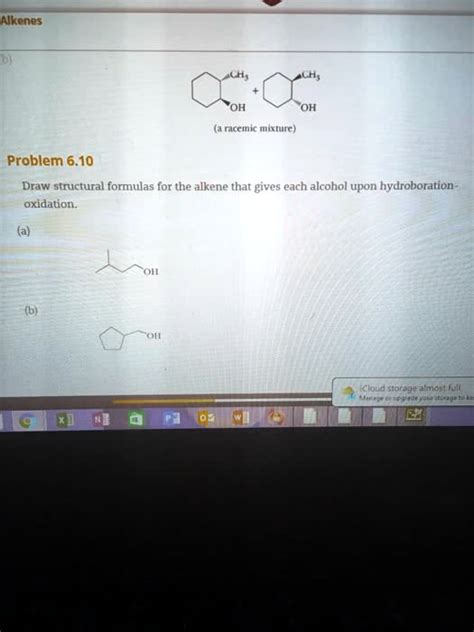 SOLVED Draw The Structural Formulas For The Alkene That Gives Each
