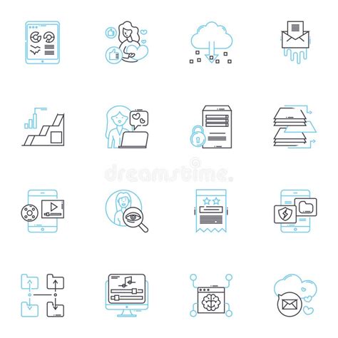 Digital Marketing Linear Icons Set Seo Analytics Ppc Adwords Content Social Media