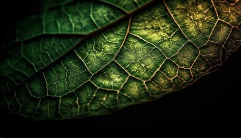 Premium Photo Vibrant Leaf Vein Pattern In Macro Generated By Ai