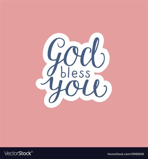 Hand Lettering God Bless You Made On Pink Vector Image