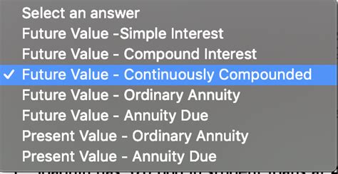Solved Select An Answer Future Value Simple Interest Future