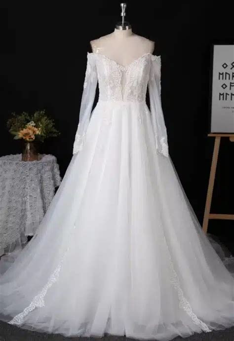 Long Sleeve Wedding Gown With Illusion Plunge Bridal Australia™