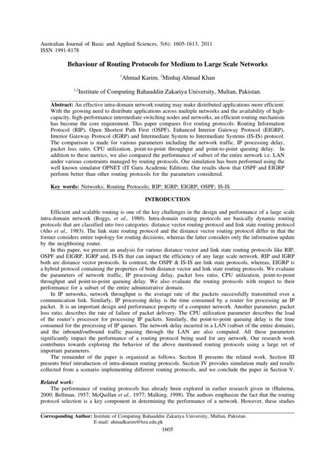 pdf behaviour of routing protocols for medium to large scale networks