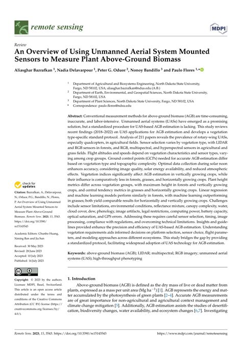 Pdf An Overview Of Using Unmanned Aerial System Mounted Sensors To