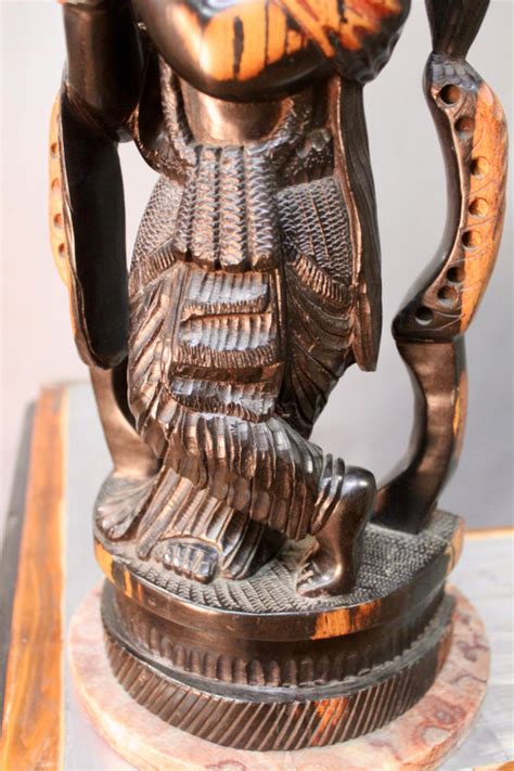 Statue Khmer En Bois De Fer Massif Sculptur Antikeo