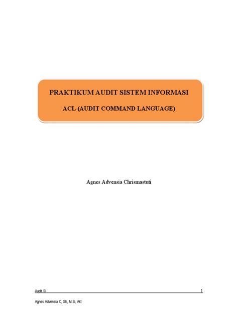 Praktikum Audit Sistem Informasi Acl Audit Command Language Pdf Metode And Bahan Ajar