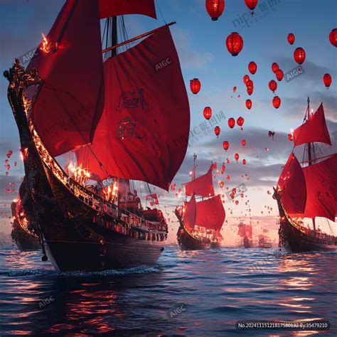 Ai创作图海上丝绸之路场景 扬帆起航红色 古代远洋古代交通运输 航海文明海上丝绸之路 古代航海古代远洋航行 古代贸易船只 古代海上战争场景 航海时代海上丝绸之路 贸易历史航海文明 古罗马战舰