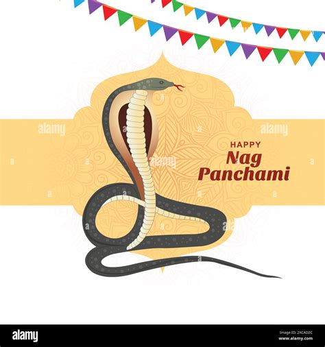 Hindu Festival Happy Nag Panchami Celebration Card Design Stock Vector
