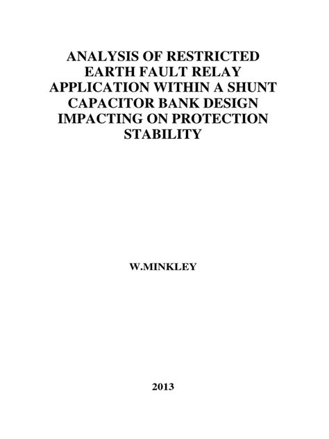 Restricted Earth Fault Relay Application Within Shunt Capacitor Bank Pdf Pdf Capacitor