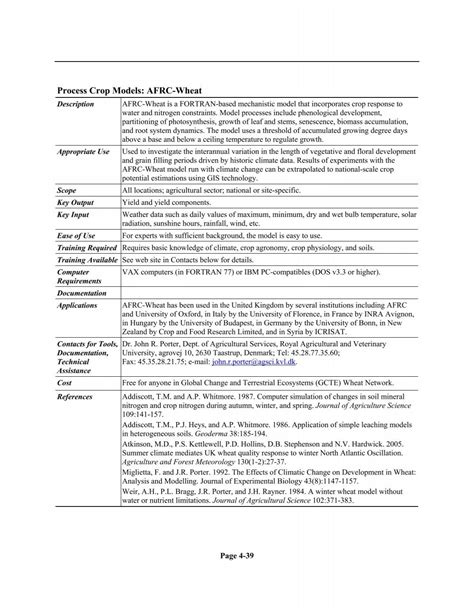 Process Crop Models Afrc