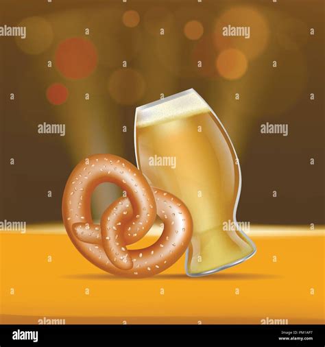 Beer And Pretzel Fest Concept Banner Realistic Style Stock Vector
