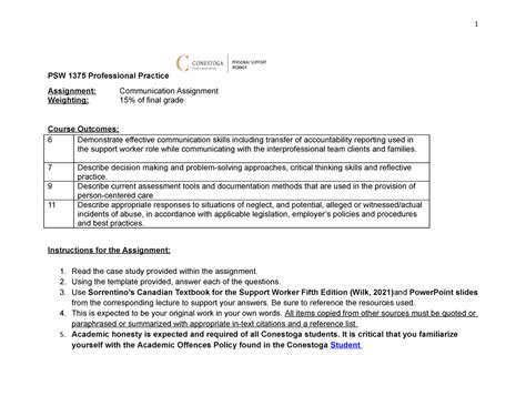 Communication Assignment Section 4 PSW 1375 Professional Practice