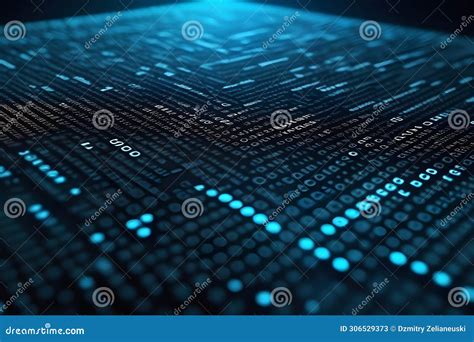 Binary Code Background With Blue Glowing Numbers And Dots Futuristic Technology Concept Stock