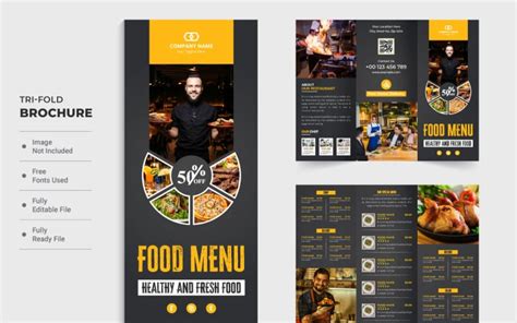 Food Menu Tri Fold Brochure Template Templatemonster