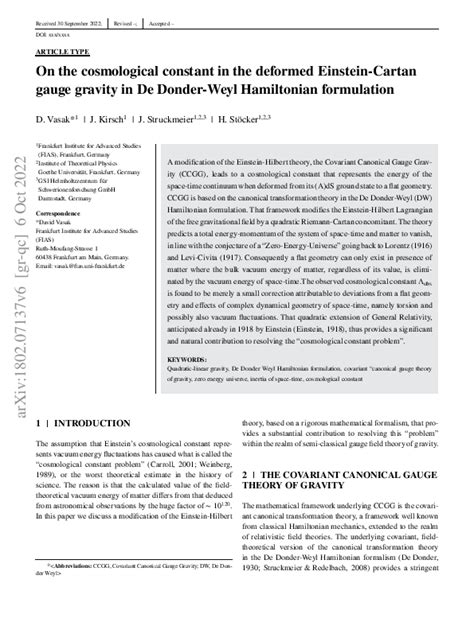 Pdf On The Cosmological Constant In The Deformed Einstein Cartan