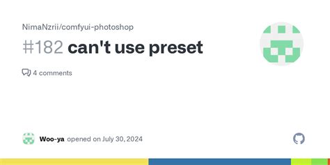 Can T Use Preset Issue Nimanzrii Comfyui Photoshop Github