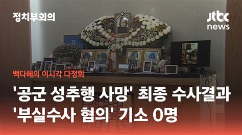 공군 성추행 사망 최종 수사결과부실수사 혐의 기소 0명 Jtbc 정치부회의 Youtube