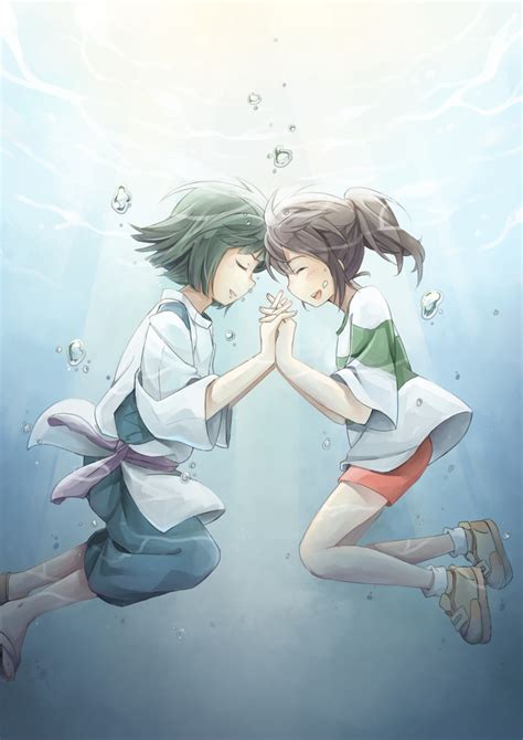Safebooru Blush Closed Eyes Haku Highres Holding Hands Interlocked