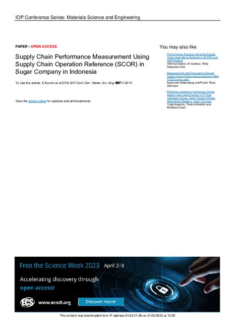 Pdf Supply Chain Performance Measurement Using Supply Chain Operation