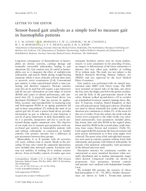 pdf sensor based gait analysis as a simple tool to measure gait in