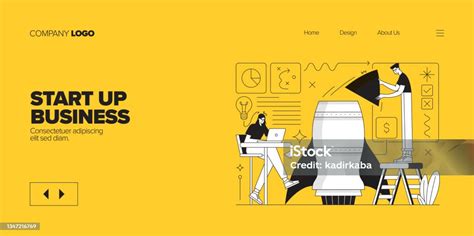 Konsep Bisnis Start Up Untuk Halaman Arahan Spanduk Situs Web Iklan