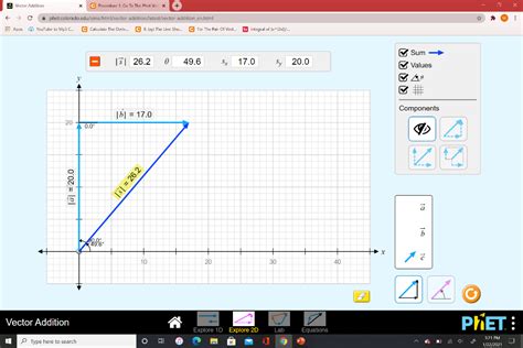 Solved Procedure Go To The Phet Vector Addition Lab Chegg Com