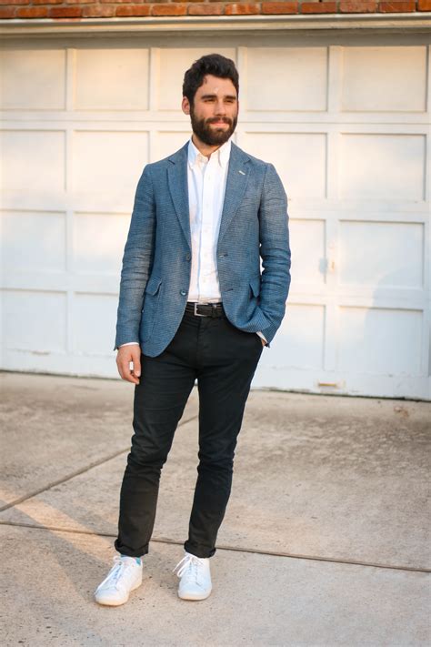 Summer Blue Blazer With Sneakers Sneakers Outfit Men Blazer Outfits