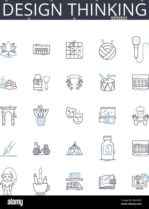 Design Thinking Line Icons Collection Efficiency Procedures