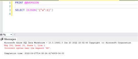 Isjson Error In Synapse Dedicated Pool Microsoft Qanda