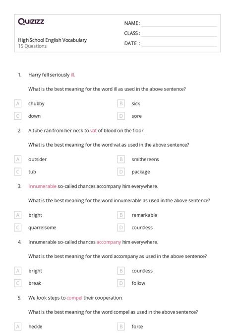 50 High School Science Worksheets For 10th Class On Quizizz Free