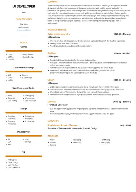 Ui Developer Resume Samples And Templates Visualcv