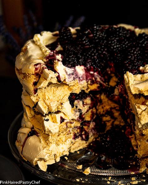 Balsamic Roasted Blackberry Pavlova Recipe Pink Haired Pastry Chef