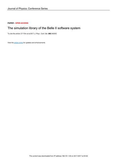 Pdf The Simulation Library Of The Belle Ii Software System