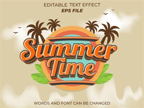 Premium Vector | Summer time text effect font editable typography 3d text vector template