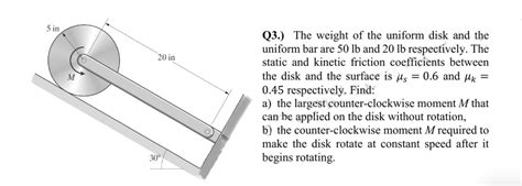 Solved Q3 The Weight Of The Uniform Disk And The Uniform Chegg Com