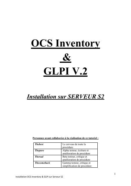 OCS Inventory GLPI V 2 Installation Sur OCS Inventory NG