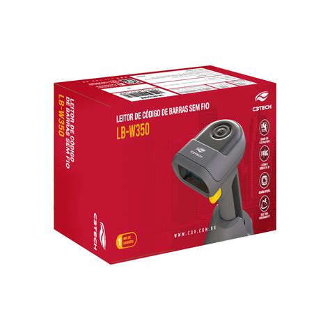 Leitor de Código de Barras C3Tech 1D 2D Sem Fio Bluetooth LB W350BK